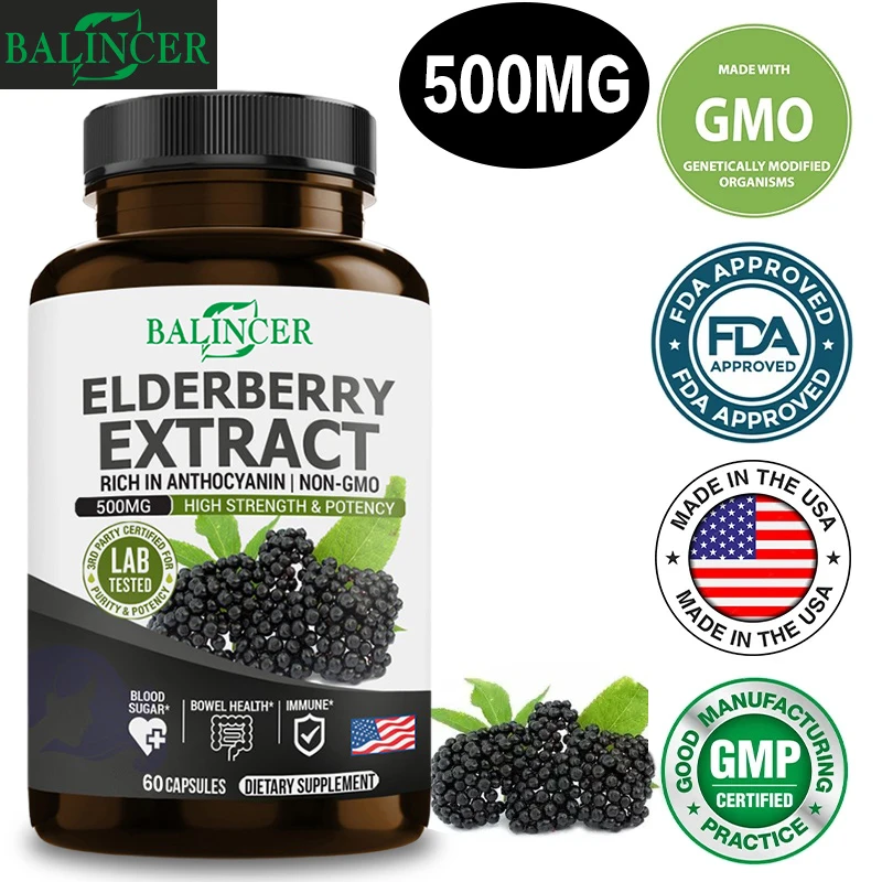 Balincer Elderberry Extract Dietary Herbal Supplement Vitamin C & Zinc Antioxidants Natural ...