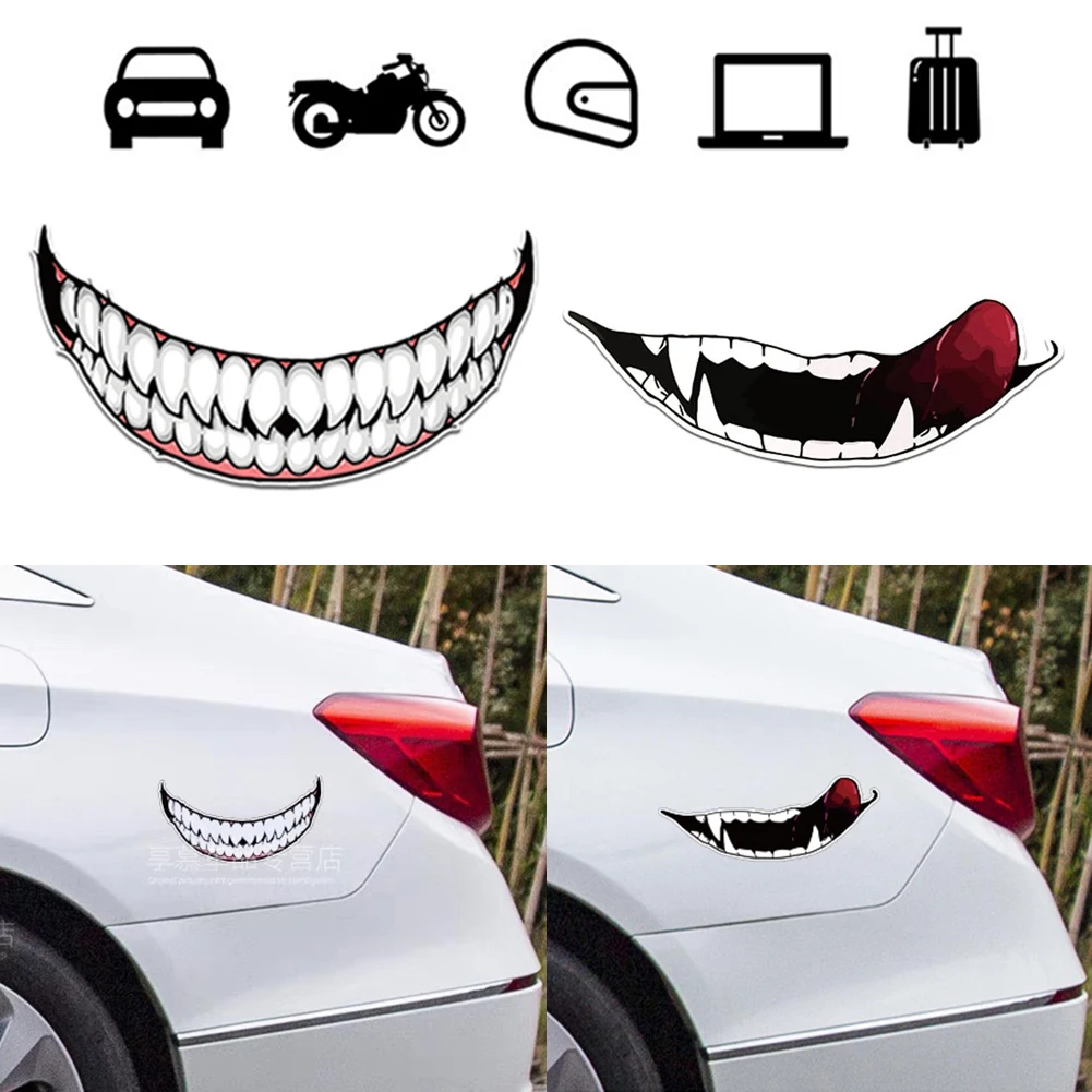 Personalized Motorcycle Helmet Sticker Evil Teeth Sticker For Motorbike ...