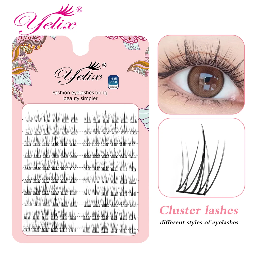 Yelix manga lashes strands eyelash clusters c curl natural y2k style ...