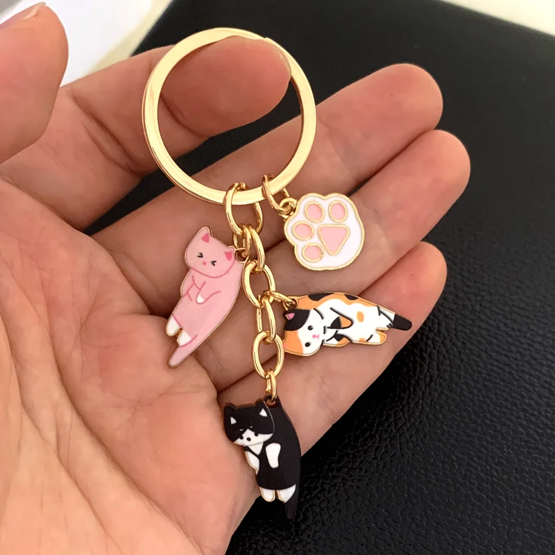 New-Kawaii-Cat-Keychain-Pet-Paw-Key-Ring-Animal-Footprint-Key-Chains ...