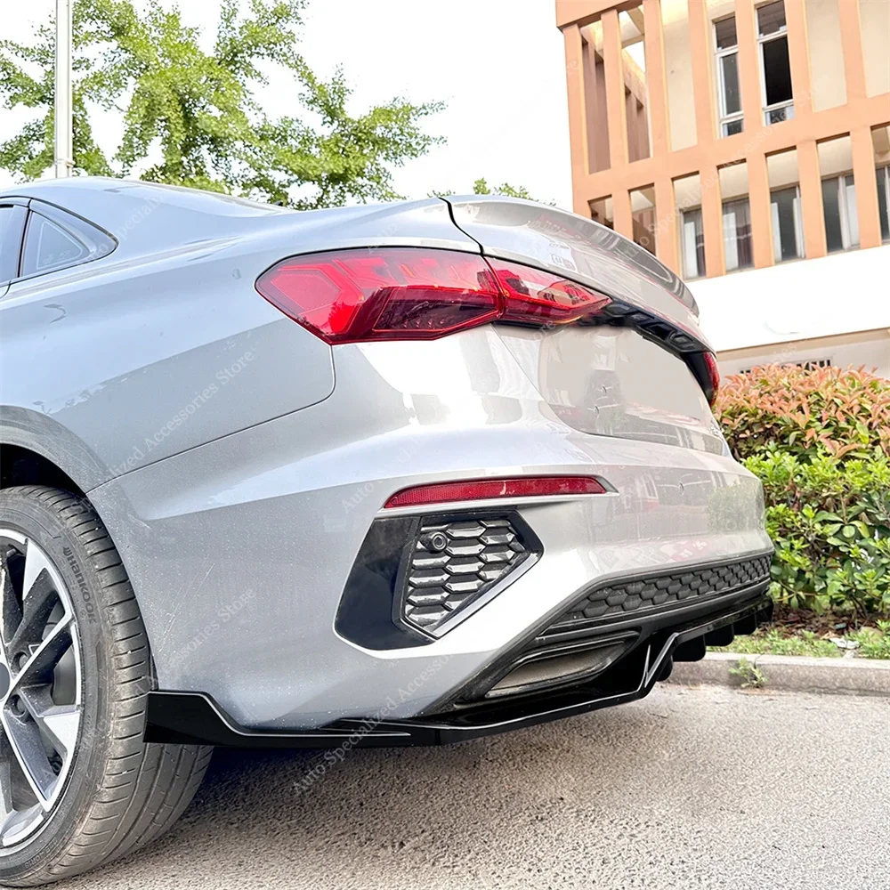Rear Bumper Diffuser Chin&Rear Splitter Lip For AUDI A3 8Y S-Line Sedan ...