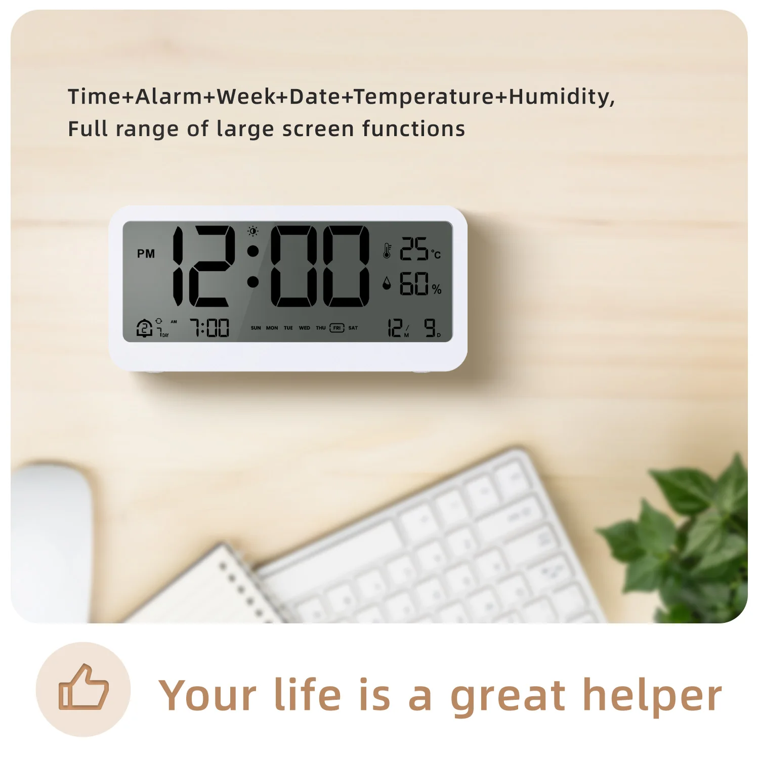 8001-EN-Digital-Clock-LED-Brightness-Adjustable-Temperature-Humidity-Displaying-Alarm-Clock-Dual ...