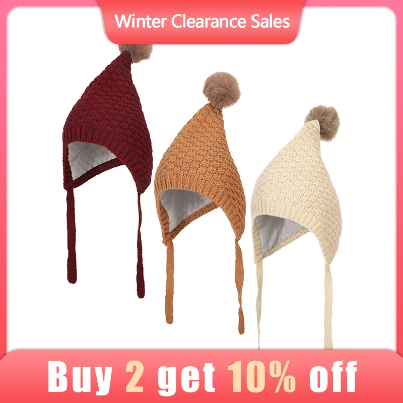 Knit Hat Pompom Baby Hat Warm Autumn Winter Hats For Kids Girls Baby ...