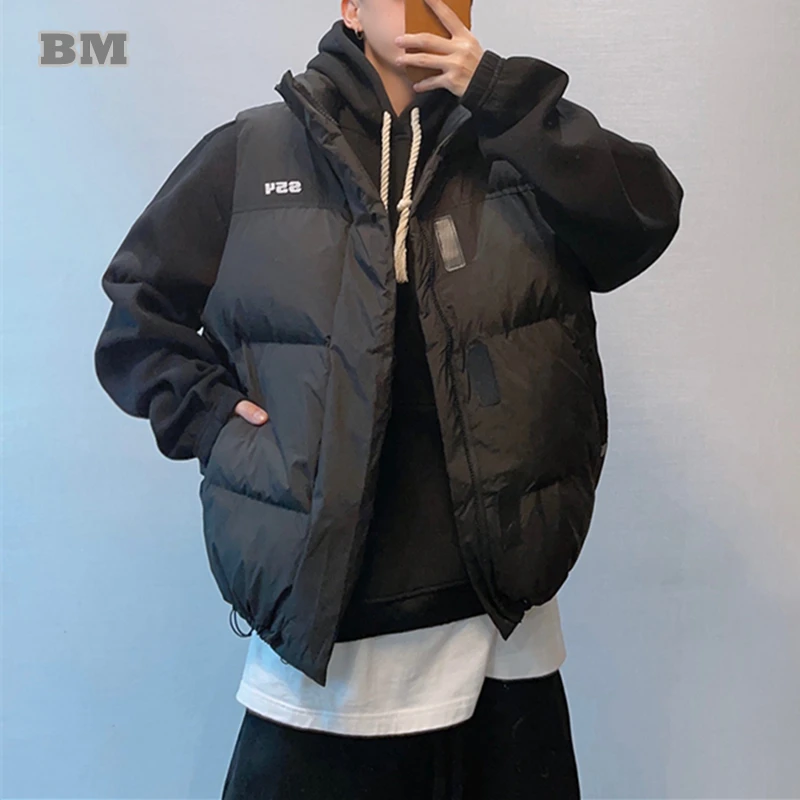 Winter Fashion Korean Hip Hop Sleeveless Padding Waistcoat Men Clothing ...