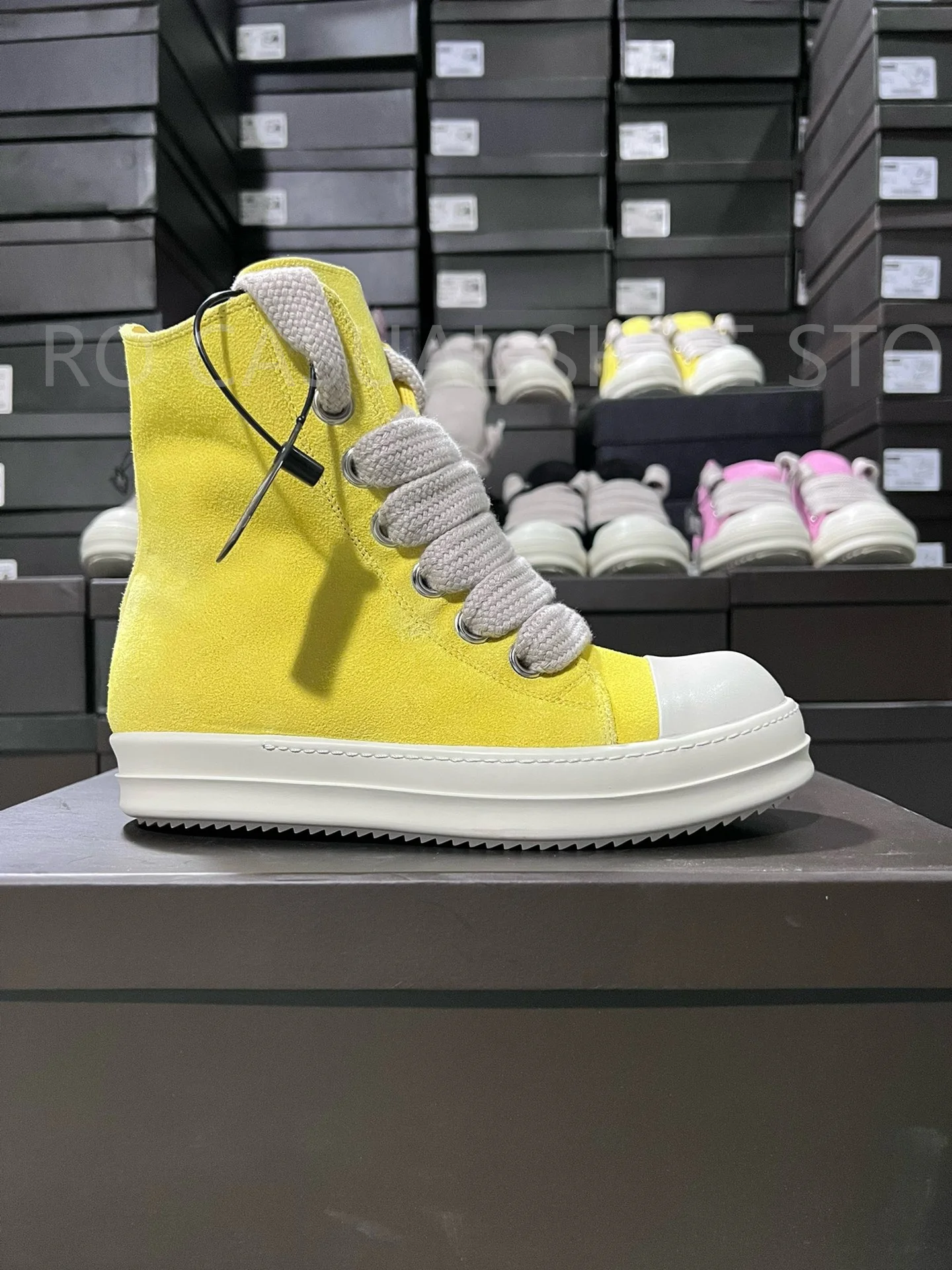 Ricks-Genious-Yellow-Suede-Leather-High-Top-Owens-Quality-Men-Shoe ...