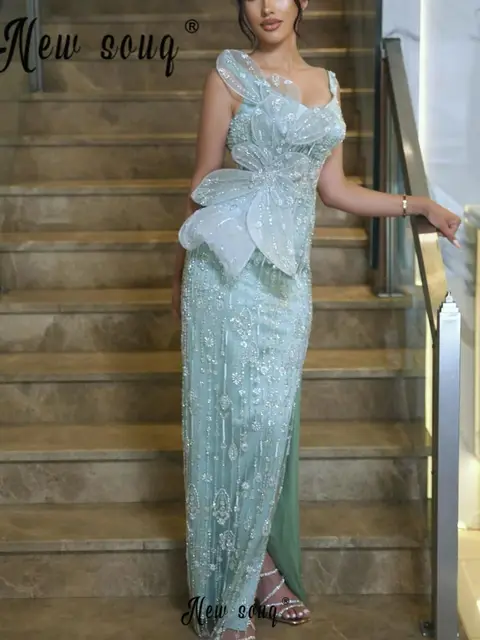 Boda Verde Y Turquesa Vestido De Fiesta Turquesa Con Abertura Lateral,