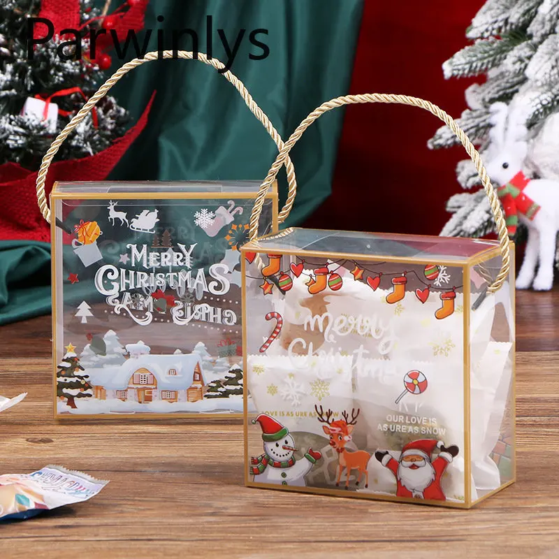 5-40-PCS-Christmas-Transparent-Tote-Box-Plastic-Gift-Package-with ...