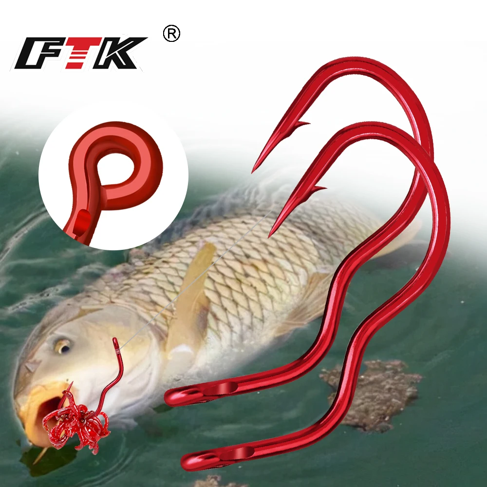 FTK 12Pcs 24Pcs High Carbon Steel Fishing Hook Sharp Barbed Fishing ...