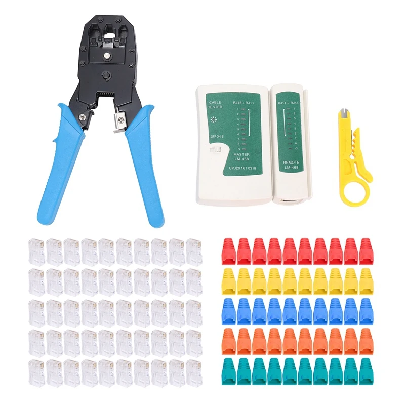 RJ45 Crimp Tool Kit, Cat5 Cat5E Crimp Tool Set, Crimp Tool with Cat5 ...