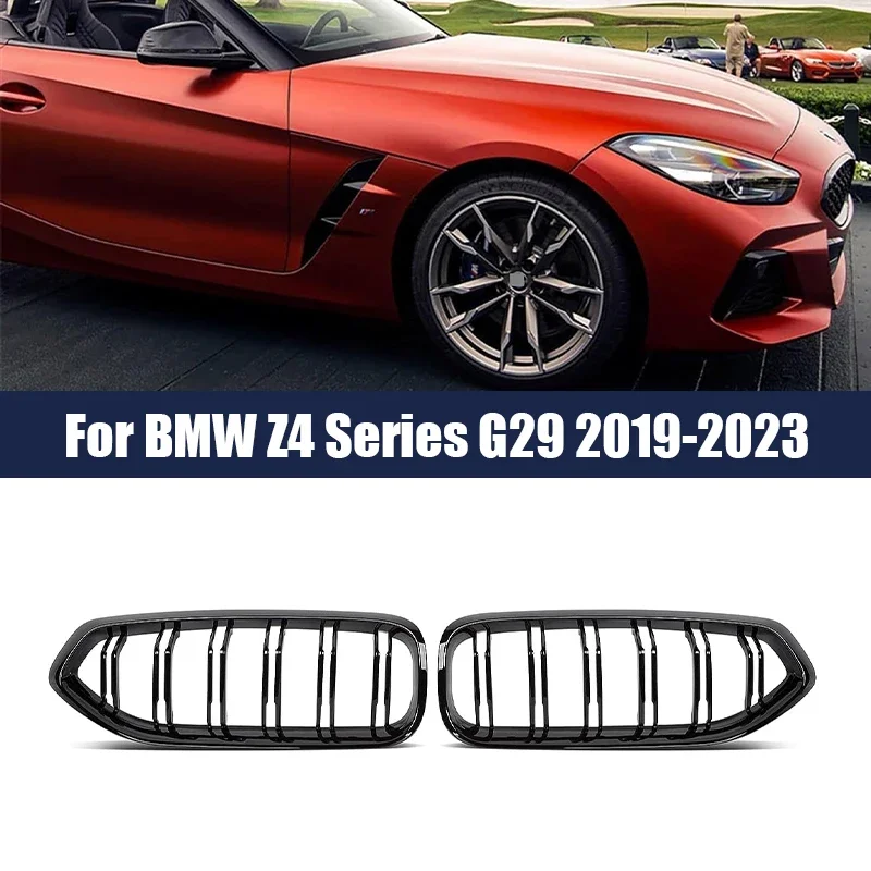 Car-Front-Kidney-Grille-Bumper-Double-Slat-Grill-Grille-Gloss-black-For ...