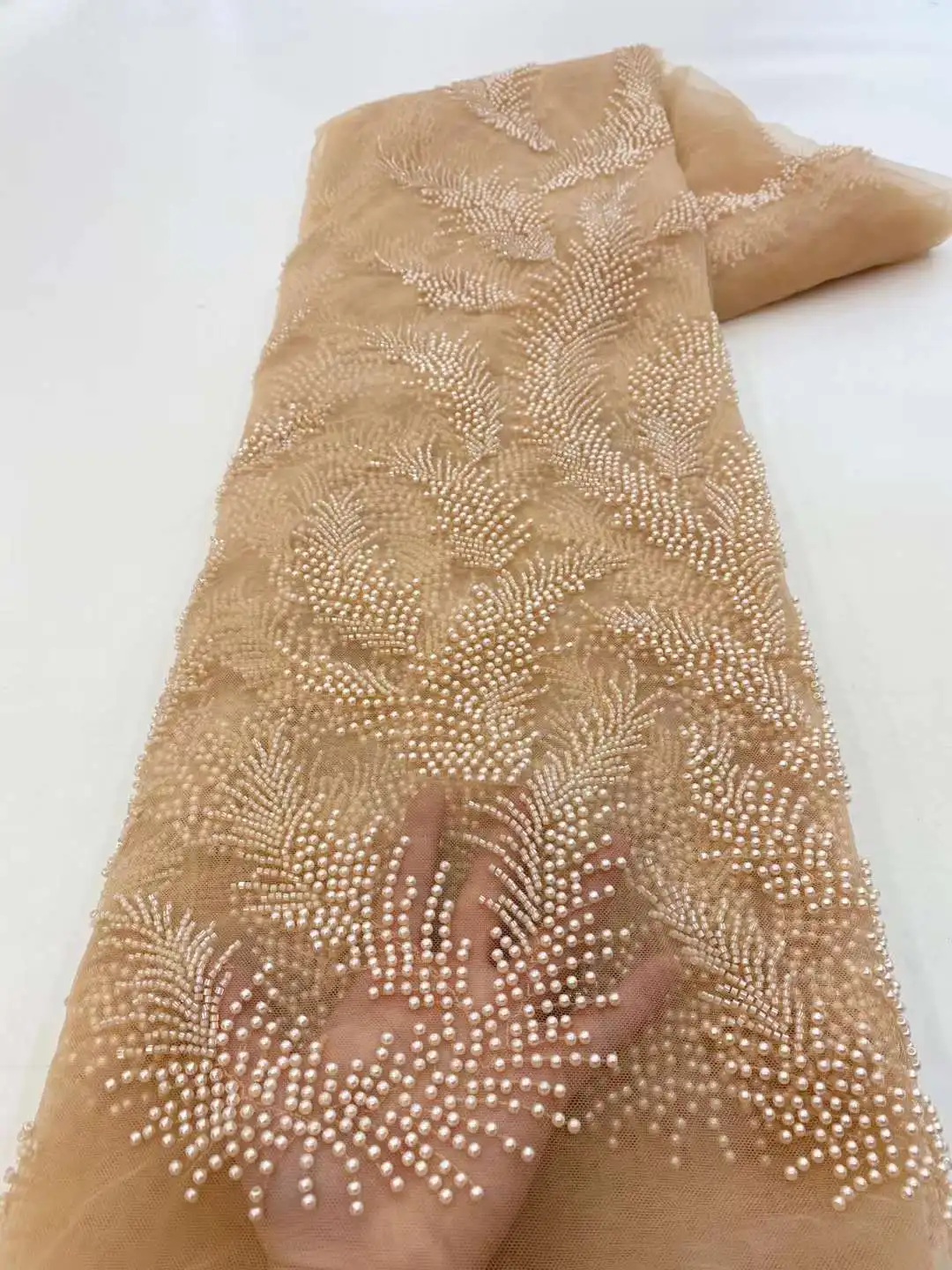 Luxury Handmade Sequins Embroidered Lace Fabric French Net Lace Fabric ...