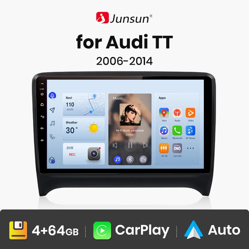 Junsun-Wireless-Carplay-Android-Auto-Car-Radio-For-Audi-TT-MK2-2006 ...