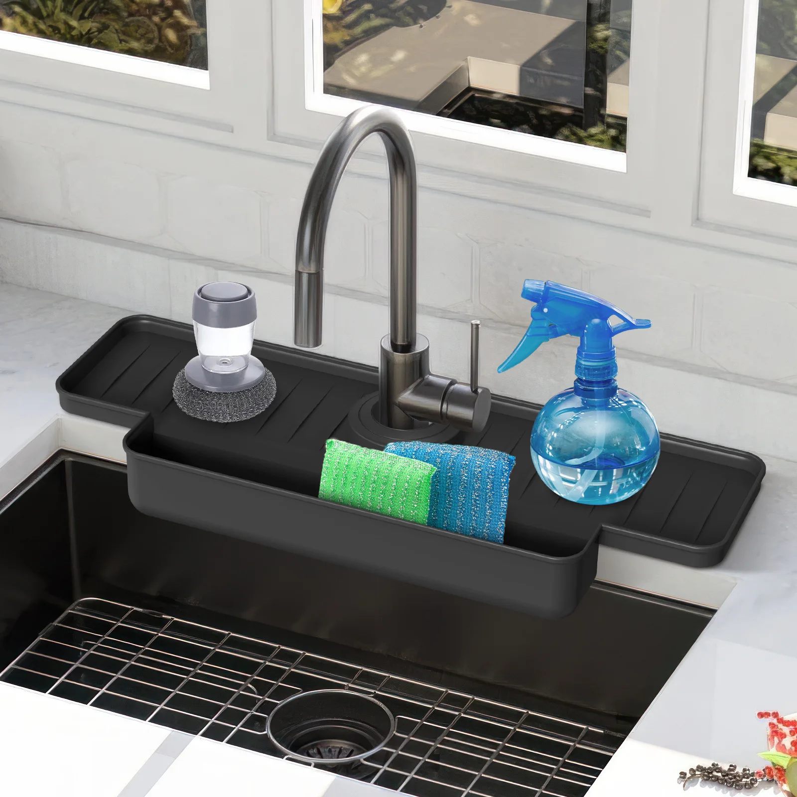 Kitchen-Silicone-Faucet-Mat-Sink-Splash-Drain-Pad-Bathroom-Countertop ...