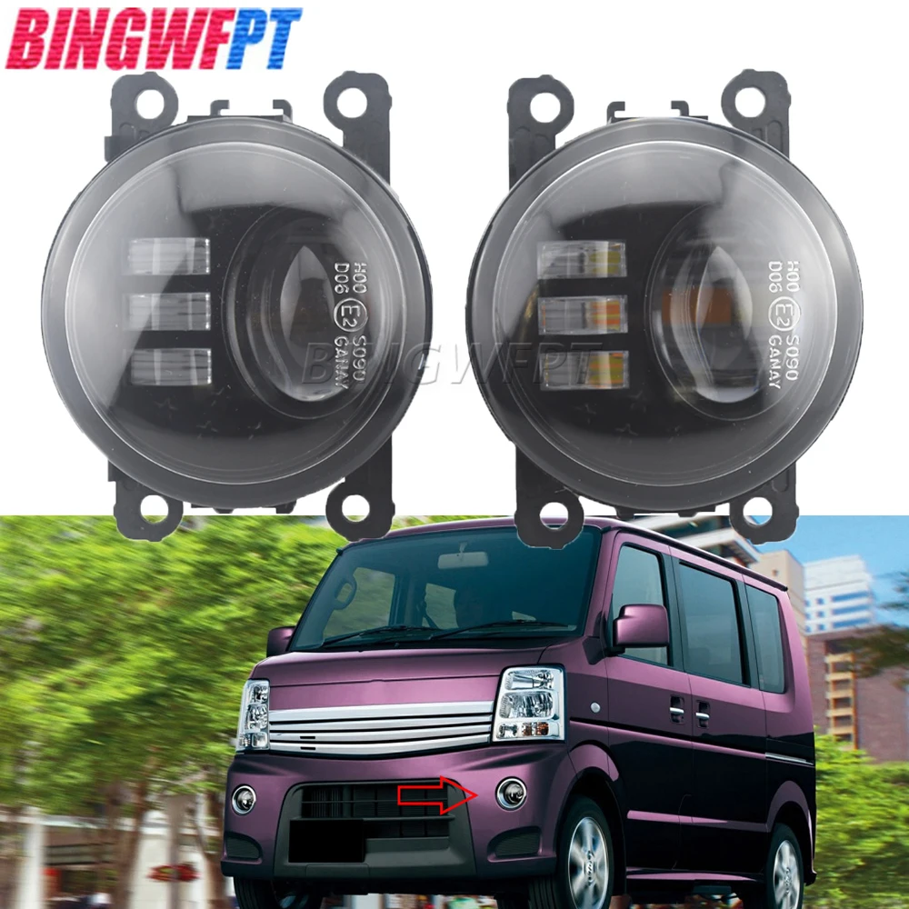 Car H11 Double LED DRL 12V For Suzuki Every Wagon DA64W 2011 2015 Fog Lights Lamp Assembly With ...