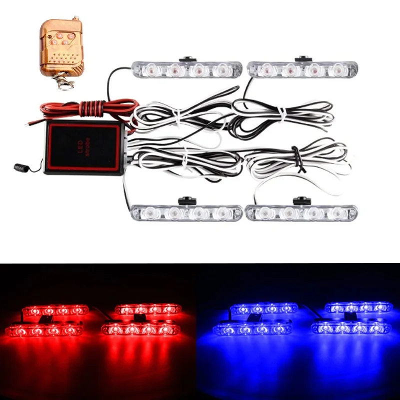 4-In-1-Red-Blue-Emergency-Strobe-Lights-Police-Lights-12V-with-Wireless ...