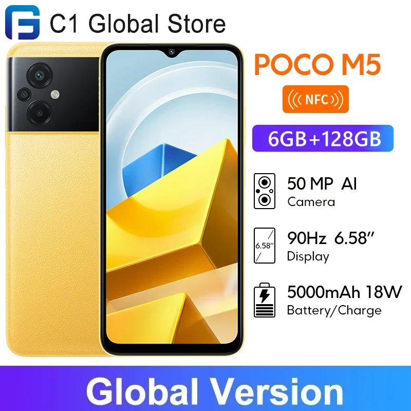 Global-Version-POCO-M5-NFC-MTK-Helio-G99-Octa-Core-90Hz-6-58-Display ...