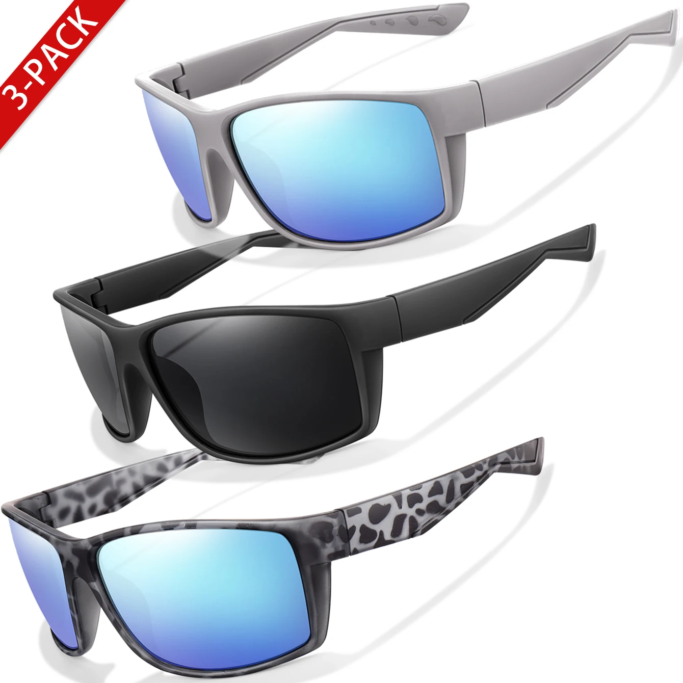 3 Packs Polarized Fishing Sunglasses Man Women Outdoor Sports Cycling ...