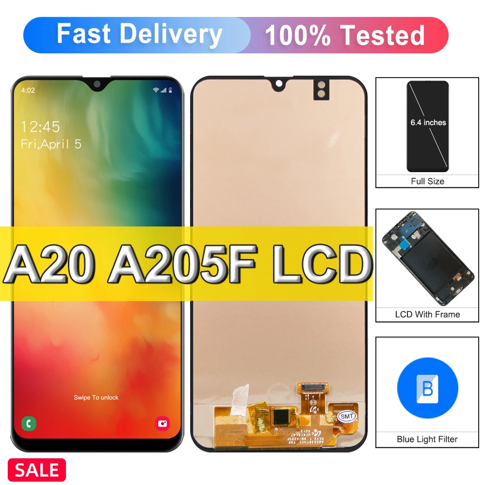 Tested A20 Screen for Samsung Galaxy A20 LCD Display Touch Screen ...