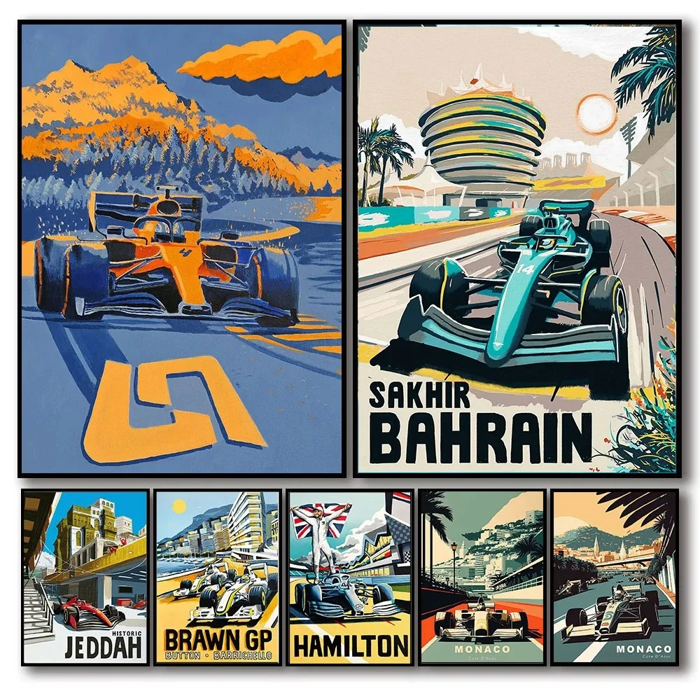 MaiMi-F1-Neon-City-Watercolor-Racing-Car-Poster-Aesthetics-Canvas-Print ...