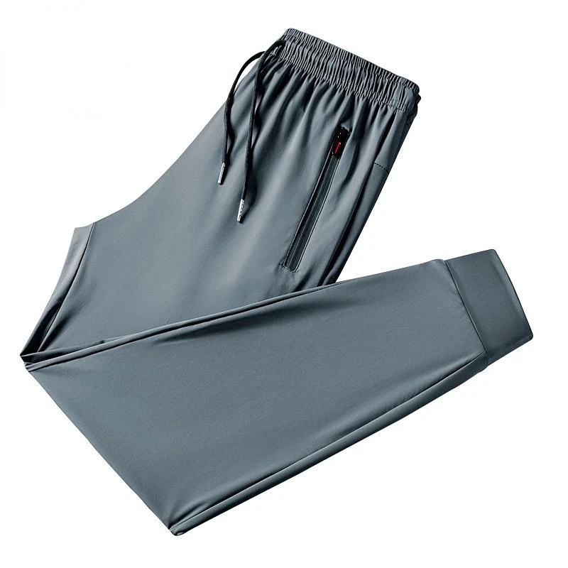 Summer Ice Silk Black Grey Sweatpants Men Joggers Sportswear Track ...
