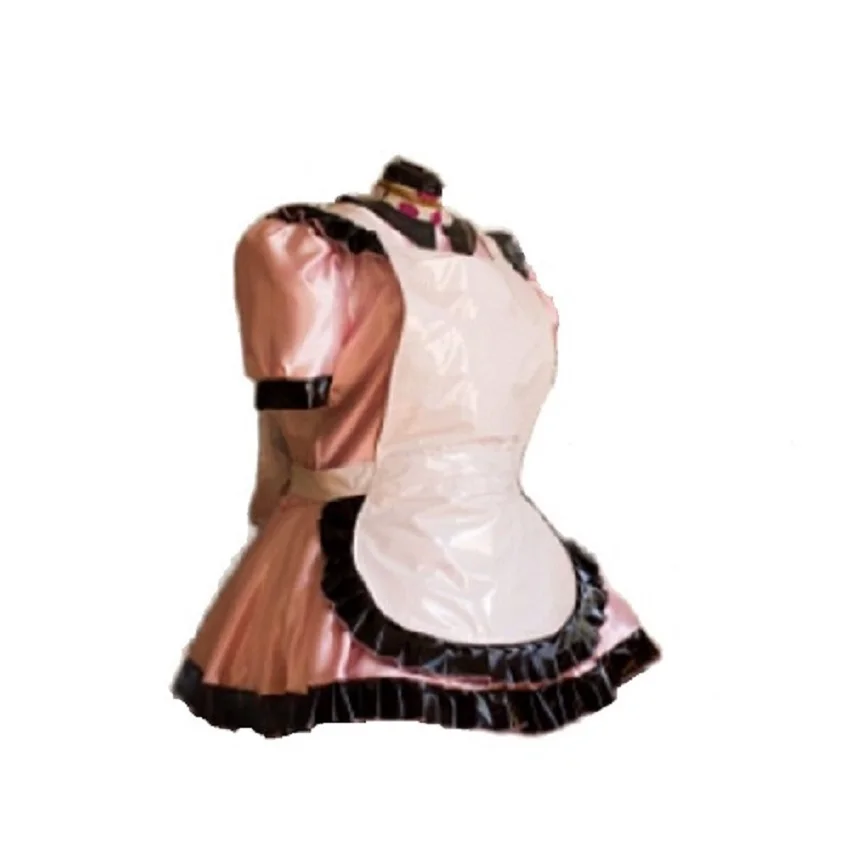 Brand-New-Pink-PVC-Maid-Cosplay-Sissy-Lockable-Separate-Apron-Lapel ...