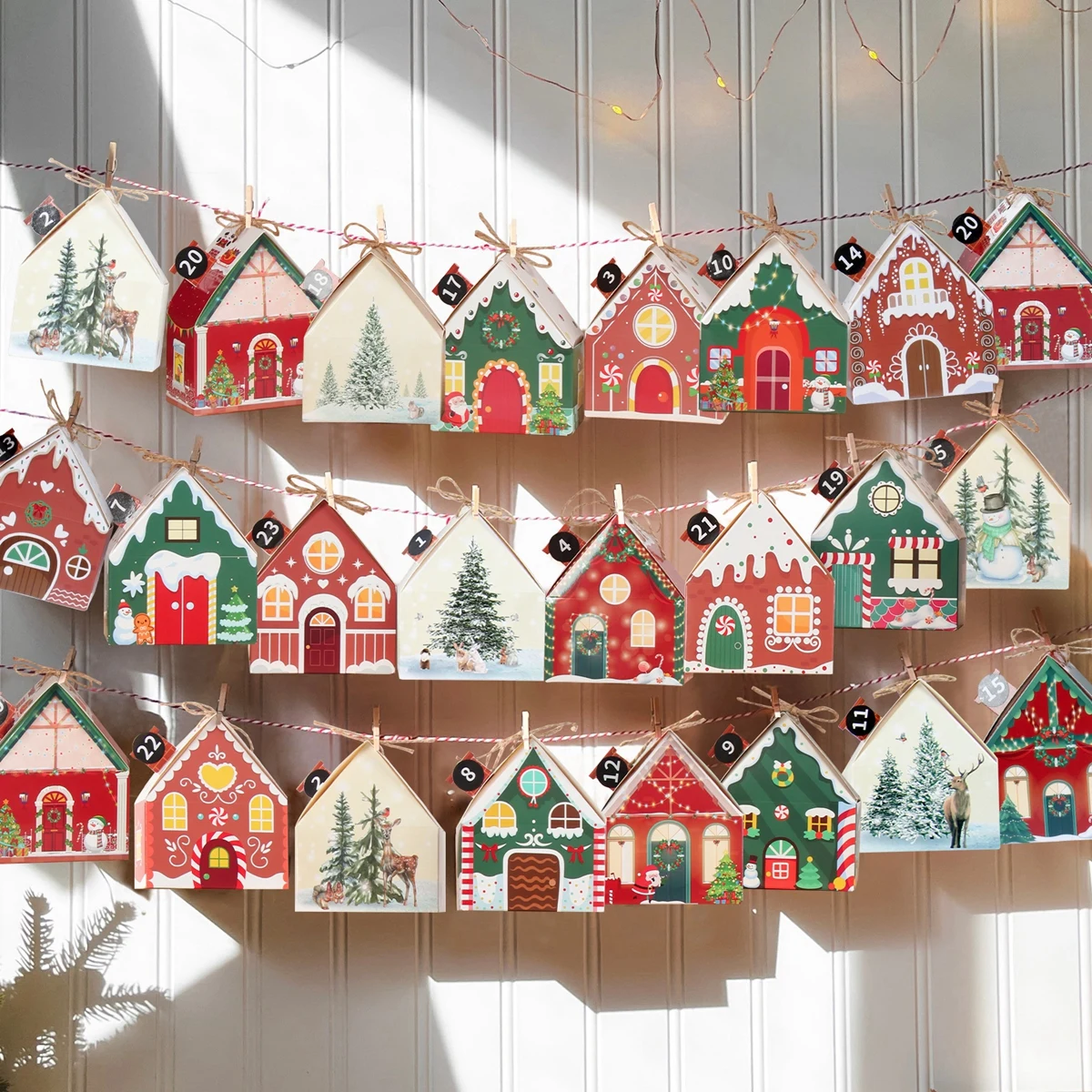 6/28PCS Christmas Paper House Shape Pendants Xmas Tree Christmas ...