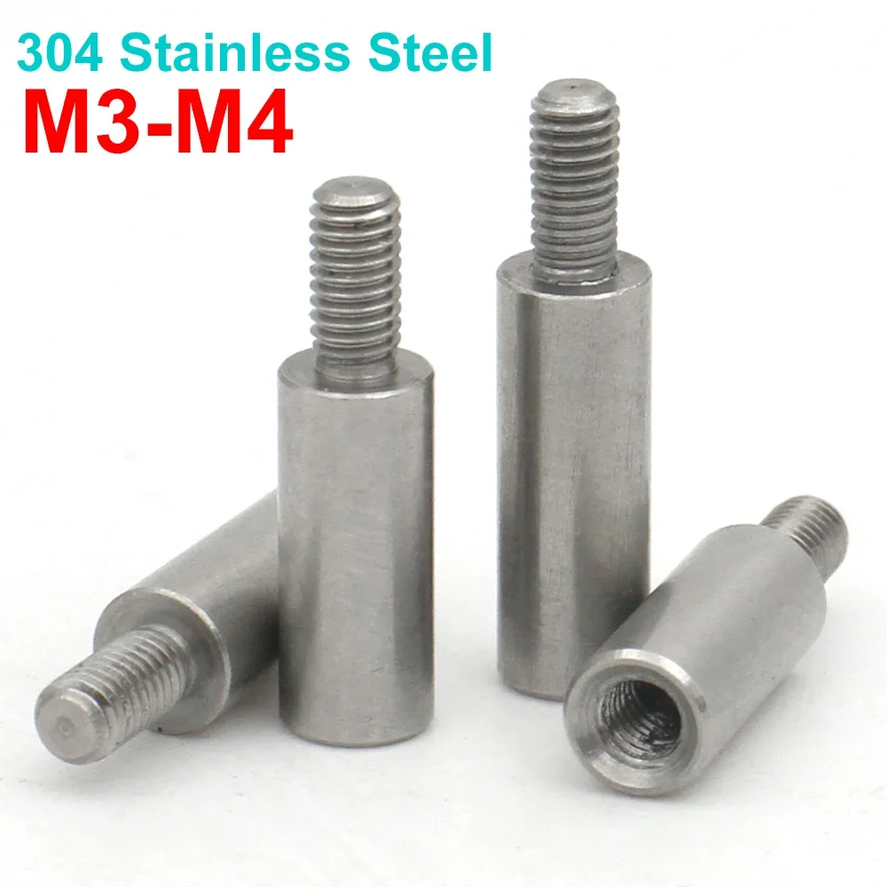 5-10pcs-M3-M4-plus-6mm-thread-length-304-Stainless-Steel-Round-Standoff ...
