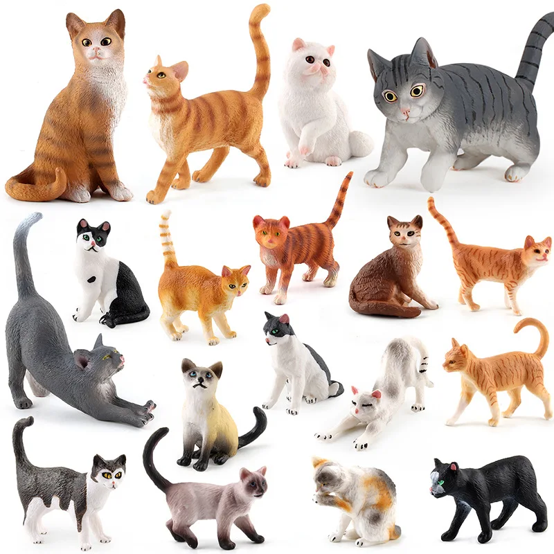 Miniature Farm Cat Figurines Educational Animal Model Figures Toy Set Decoration Party Favors