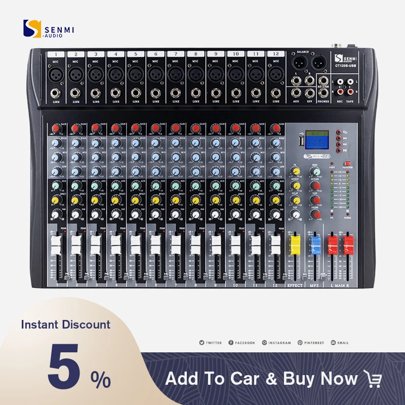 Senmi-CT12-12channel-Mixer-Audio-DJ-Sound-Controller-Interface-Digital ...