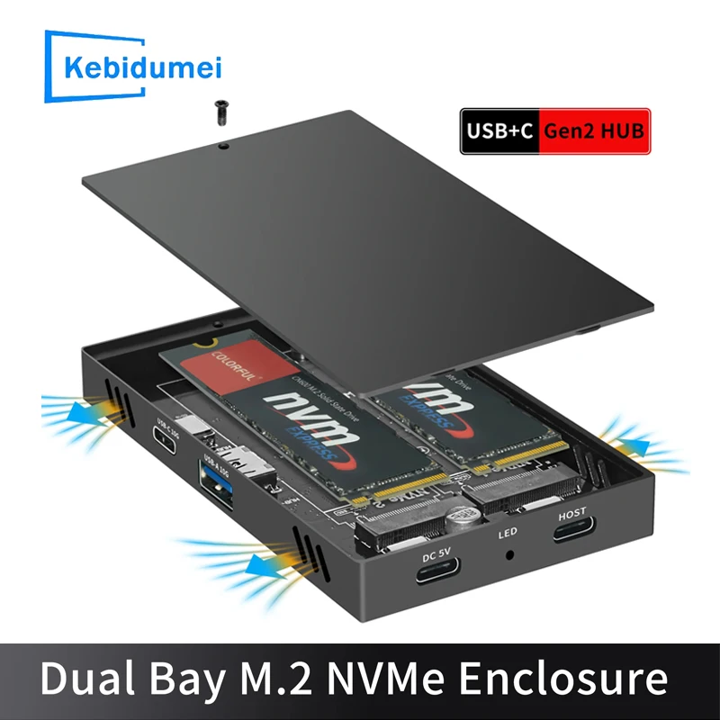 Dual-Protocol-M-2-NVME-SSD-Case-M-2-Dual-Bay-NVMe-Behuizing-Docking ...