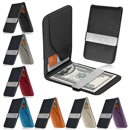 Free ship Fashion Men's Leather Money Clips Wallet Multifunctional Thin ...