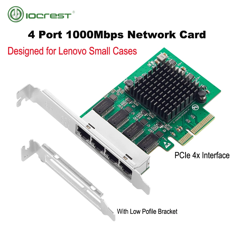 Iocrest Pcie X4 4 Ports Gigabit Ethernet Network Card 10/100/1000mbps ...