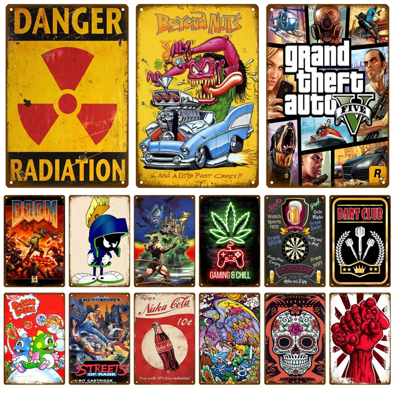Home-Decor-Funny-Gamer-Metal-Signs-Vintage-Tin-Sign-Gamer-At-Work-Retro ...