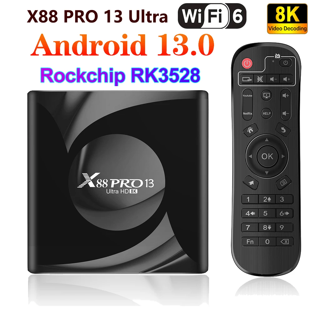 Dispositivo de TV inteligente X88 PRO 13 Ultra, decodificador con Android 13,0, RK3528, 4GB ...