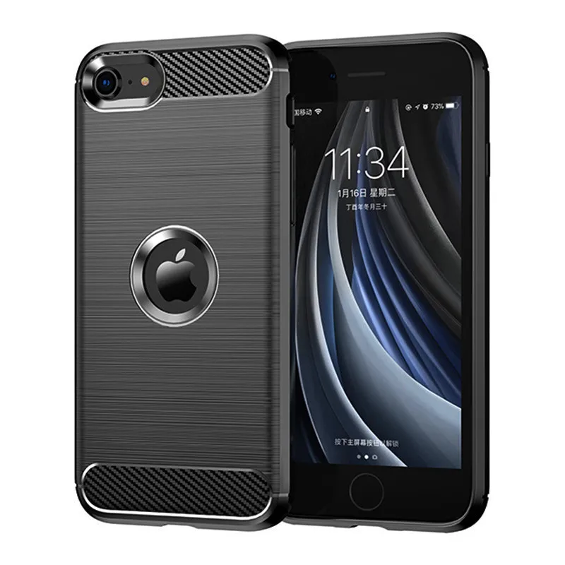 Shockproof TPU Carbon Fiber Case, Capa para iPhone SE, 13 Pro Max, 2022 ...