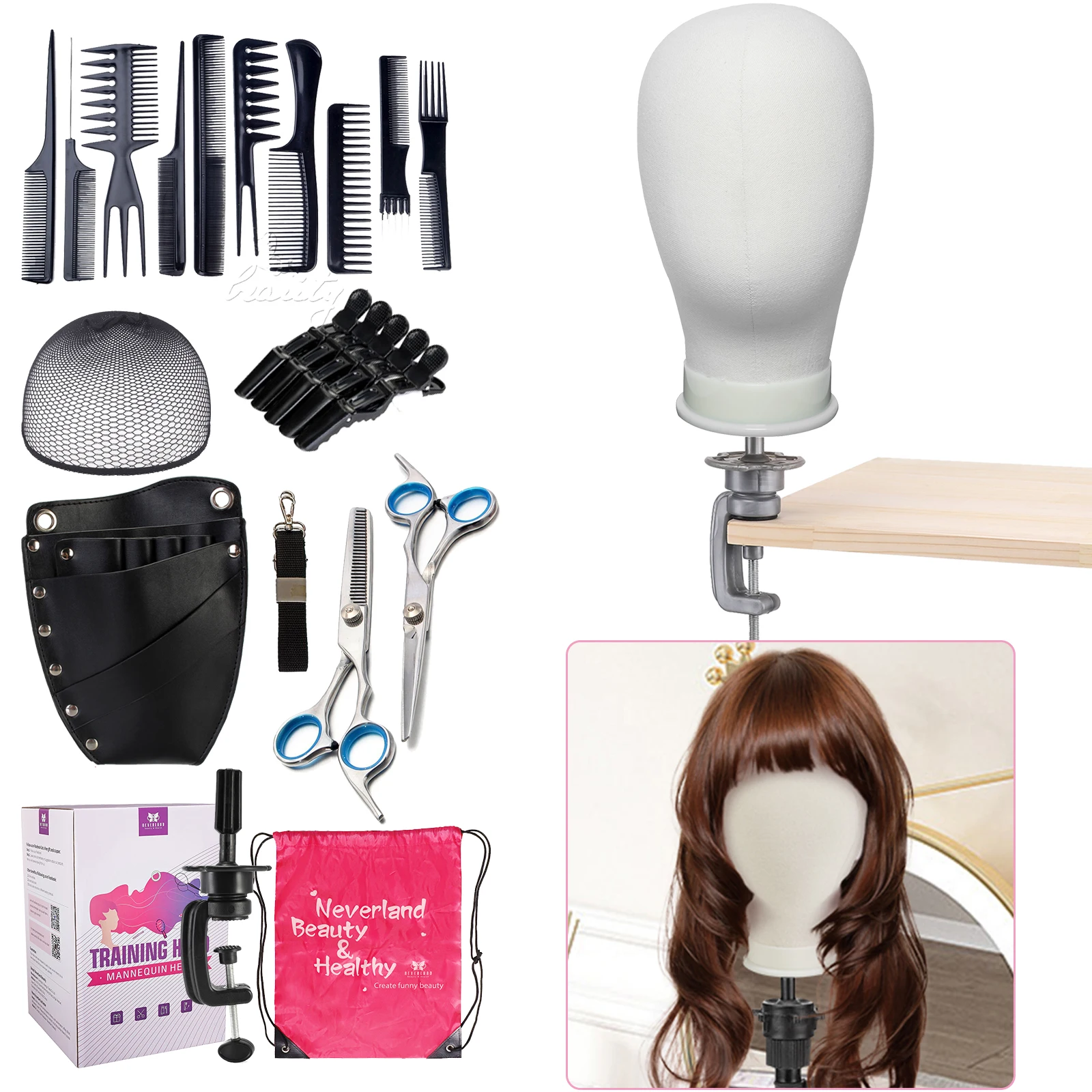 22-Mannequin-Head-For-Wigs-False-Head-with-Female-Face-Canvas-Block ...