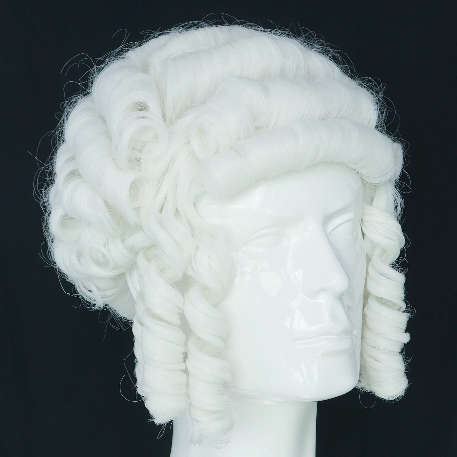 White Colonial Judge Wig Lawyer Wig - Synthetic Hair, Medium Long 18th ...
