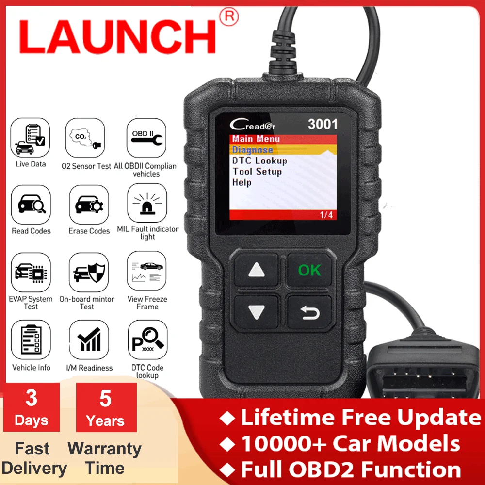 LAUNCH X431 CR3001 OBD2 Scanner Engine Scan OBD 2 Scan Tool PK ELM 327 ...