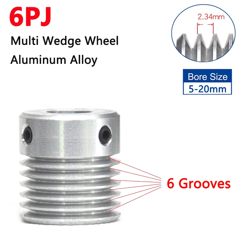 6PJ-Multi-Wedge-Wheel-PJ-Belt-Pulley-6-Slots-Motor-Shaft-6-Peak-Groove ...