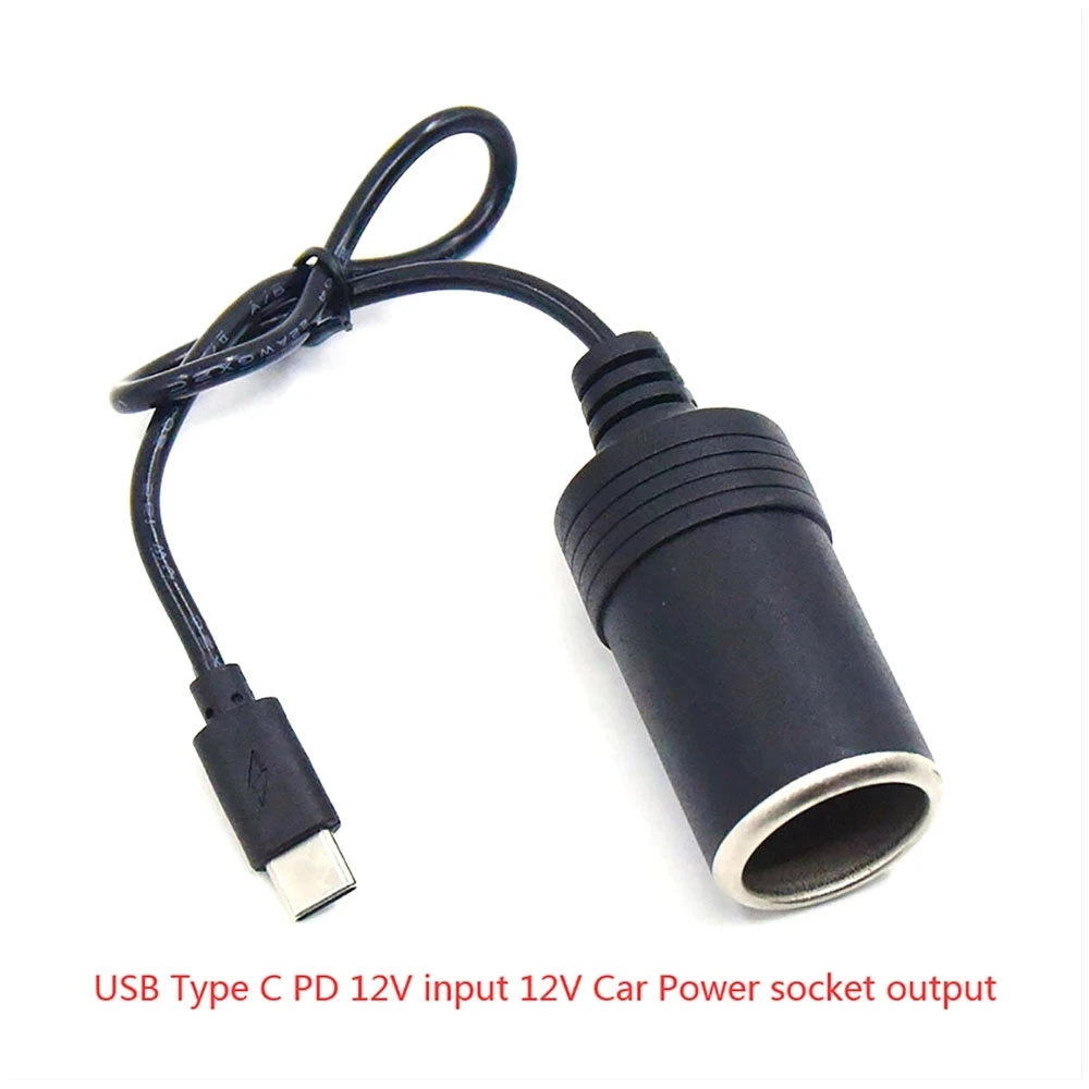 USB-C-PD-Type-C-Male-To-12V-Adapter-Car-Cigarette-Lighter-Socket-Female ...