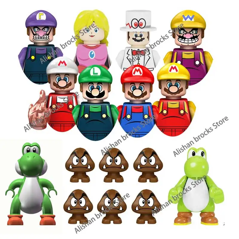 Super mario bros blocos luigi mini ação brinquedo figuras blocos de ...