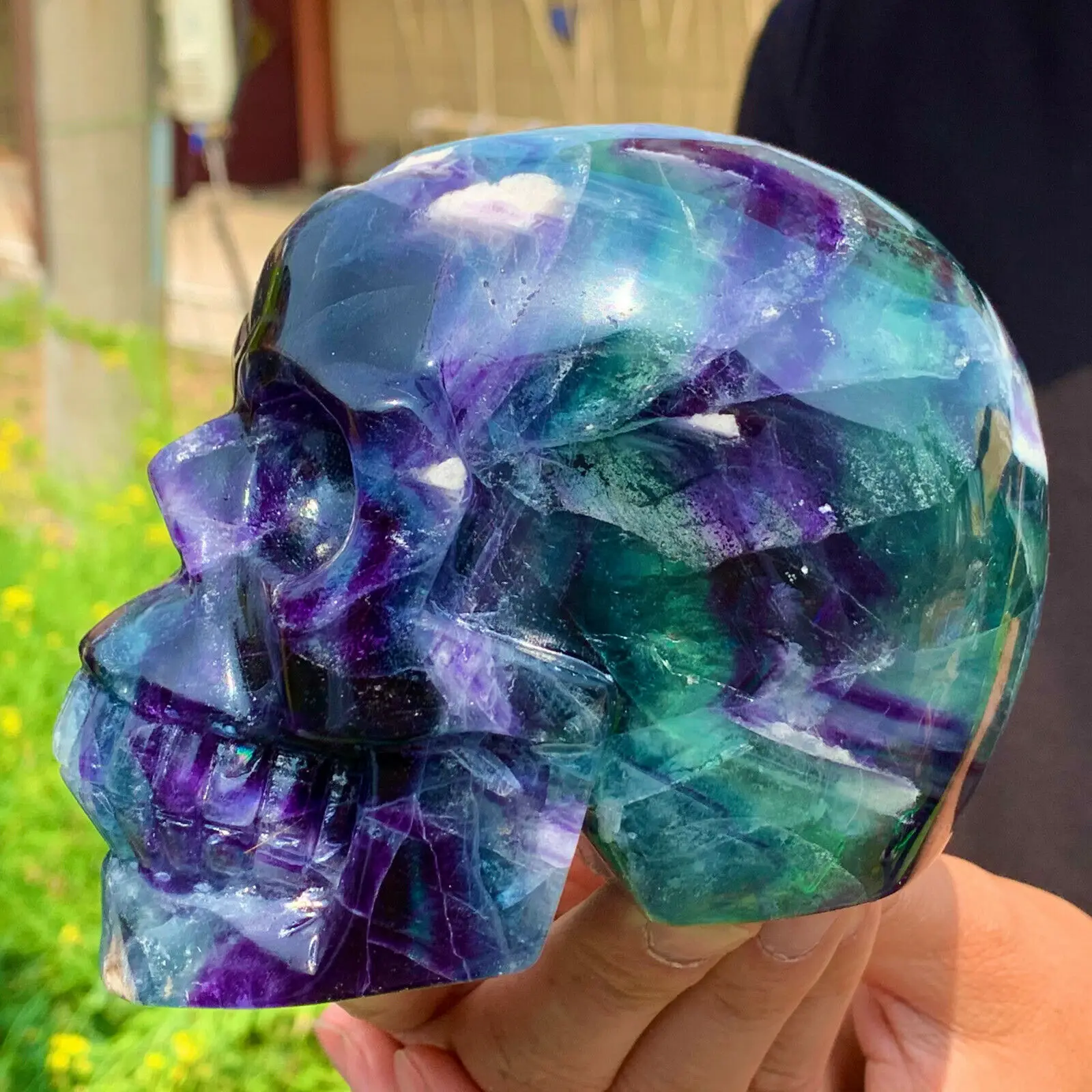 Natural-Fluorite-Quartz-Skull-Hand-Carved-Crystal-Healing-Skull-Crafts ...