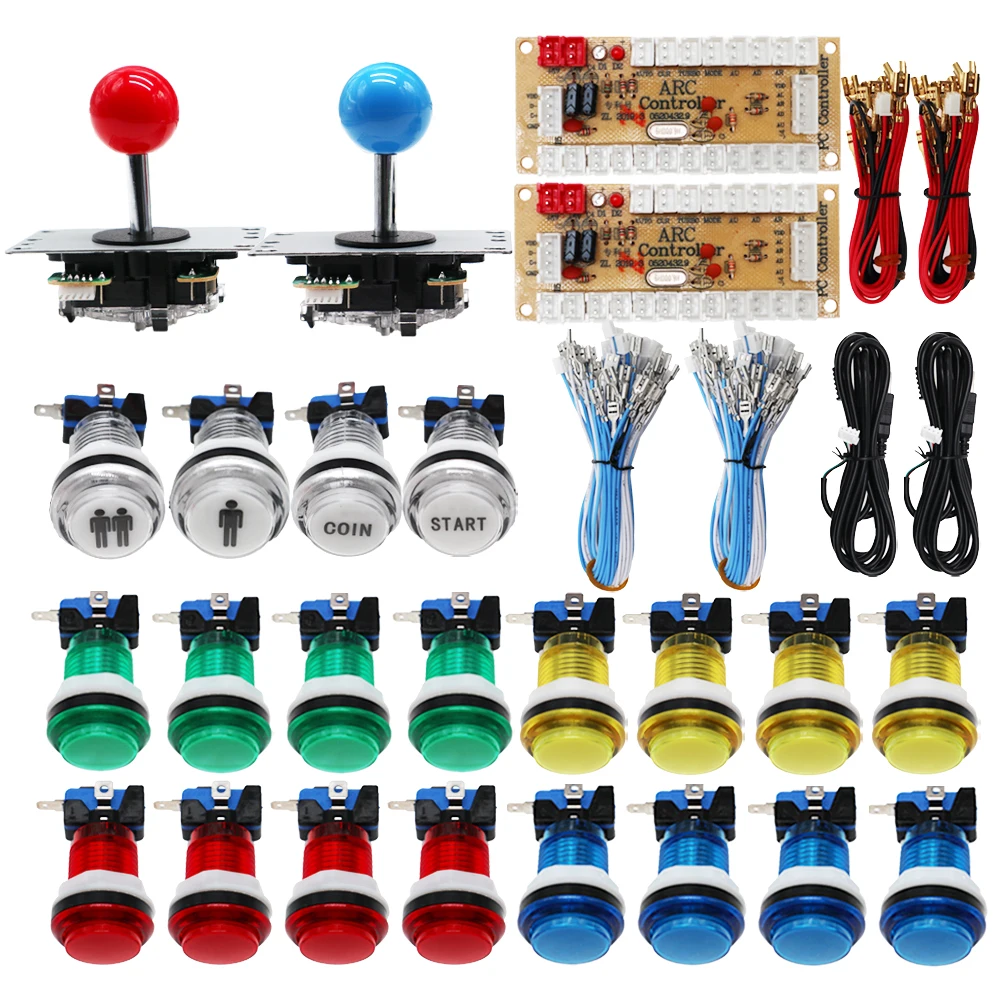 Arcade-Joystick-Kit-com-Luz-LED-Bot-o-Controlador-de-Placa-DIY-M-quina ...