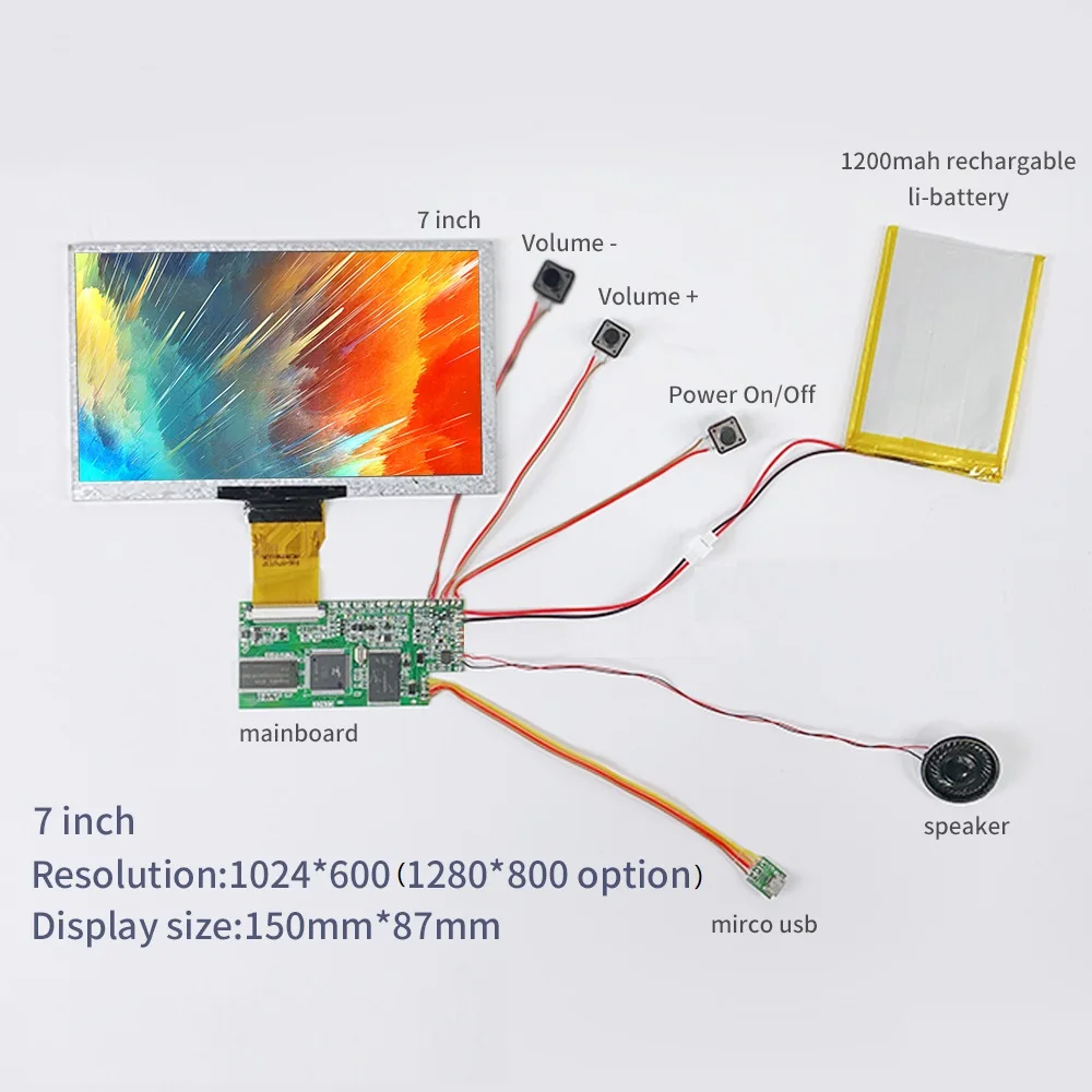 7inch Digital Screen With 1G memory battery Memory For Client DIY ...