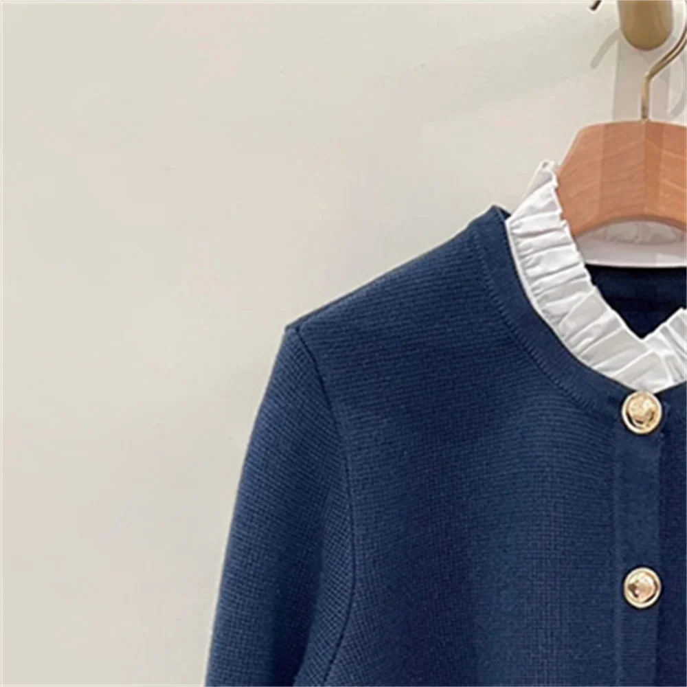 Women-Ruffled-Collar-Jacket-Long-Sleeve-New-Ladies-Letter-Embroidery ...