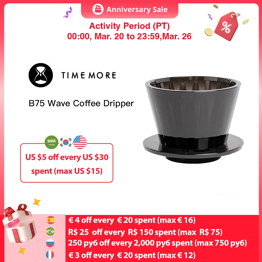 Timemore B75 Wave Coffee Dripper | Timemore Crystal Eye Dripper | Flat ...