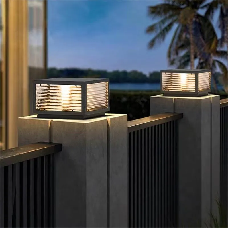 Outdoor-courtyard-garden-Solar-capital-waterproof-modern-villa-gate ...