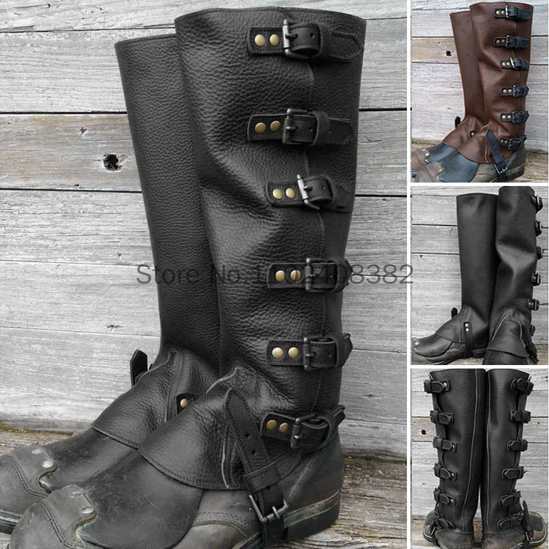 Men-Medieval-Knight-Pirate-Leg-Armor-Steampunk-Shoes-Boots-Cover-Hiking ...