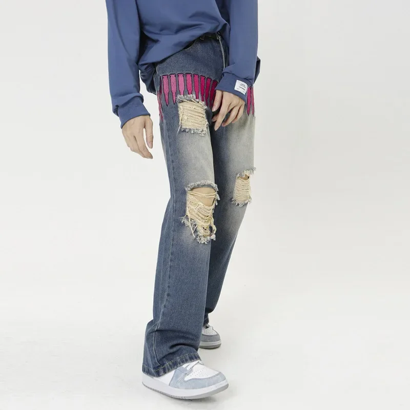 2024-Spring-American-Style-Street-Vintage-Embroidery-Jeans-High-Street ...