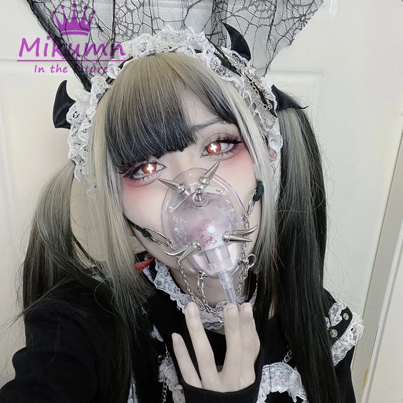Cyberpunk-Harajuku-Gothic-Grunge-Rivets-Metal-Chain-PVC-Mask-Y2k-Punk ...